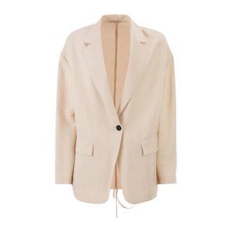 Brunello Cucinelli Einknopf-Blazer aus Leinenmischung - - Jackets - Damen - Beige - XS
