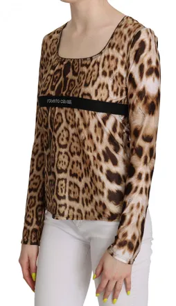Roberto Cavalli Leopard-Print Polyamide Blouse - Brown