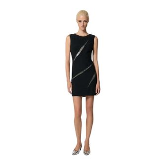 John Richmond Kurzes &auml;rmelloses Kleid mit Kontrasteins&auml;tzen - - Dresses - Damen - Schwarzk - L