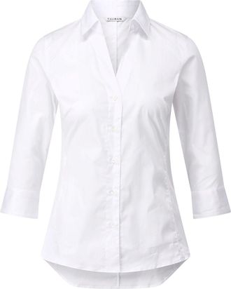 Caliban Baumwollbluse mit tiefem Ausschnitt
