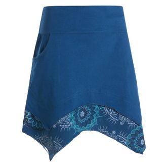 vishes Alternative Bekleidung - Damen Mini-Rock Baumwolle Mandala-Druck extra breiter Bund mit Kordel-Zug und Taschen t&uuml;rkis 40-42