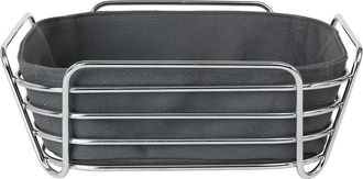 Blomus DELARA- Brotkorb L aus verchromtem Stahl, Magnet, Baumwoll-Stofftasche, trendiges und modernes Design, vielseitig nutzbar, exklusive Optik (H / B / T: