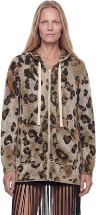 Laneus Leopard Knit Zip-Up Hoodie