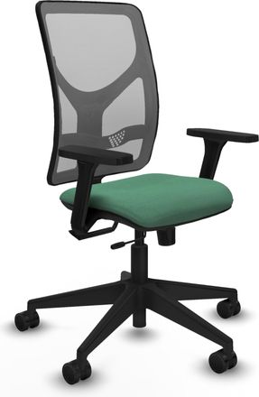 Piqueras y Crespo Atmungsaktiver B&uuml;rostuhl mit 3D-Armen, h&ouml;henverstellbare Lendenwirbelst&uuml;tze, ausgestattet mit Syncro/Traslack und Schneideschaum, Grau/Smaragdgr&uuml;n