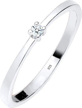 DIAMORE Elli DIAMONDS Ring Damen Verlobung Solitär Diamant (0.03 ct.) in 925 Sterling Silber