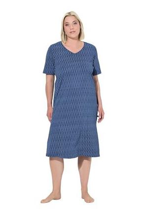 Ulla Popken gs1 data protected company 4069787000005 Nachthemd, Punkte, V-Ausschnitt, Halbarm Nightgown, Bleu Nuit, 48 Femmes