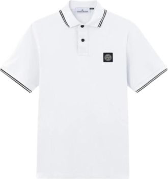 Stone Island Homme, Tops, Blanc, Taille: XL Short Sleeve Polo