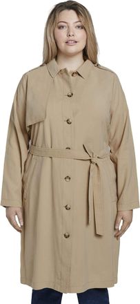 Tom Tailor MY TRUE ME Damen Plussize Trenchcoat mit Gürtel 1017663, 22201 - Cream Toffee, 48 Große Größen