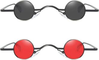 Soimiss 2Pcs Kleine Runde Sonnenbrille Retro Sonnenbrille Polarisierter Kreis Sonnenbrillen f&uuml;r Frauen M&auml;nner