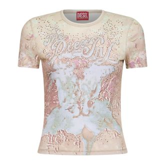 Diesel Femme, Tops, Rose, Taille: 36 FR T-Uncuties Rhinestone Embellished T-Shirt