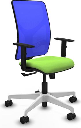 Piqueras y Crespo Stuhl mit Lendenverstellung, mit 1D-Armlehnen, ausgestattet mit 3 Positionen und Schneideschaum, mit Rollen von 65 mm, Nylon, Blau/Pistazie