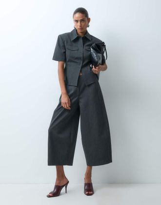 Asos pantalon barrel court ajust&eacute; en charbon-Gris