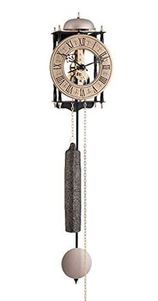 Hermle Uhrenmanufaktur Skelett-Pendelwanduhr, Schmiedeeisen, Gold, 62cm x 15cm x 10cm, 70504-000701