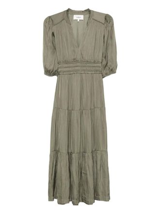 BA&SH Gestuftes Cleli Kleid mit Puff&auml;rmeln - Gr&uuml;n