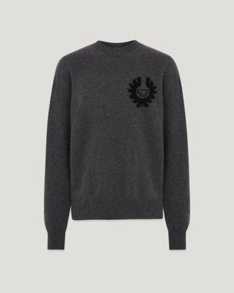 Belstaff Pull &Agrave; Col Ras-du-cou Competition Pour Homme Laine M&eacute;rinos Anthracite Chin&eacute; 2xl