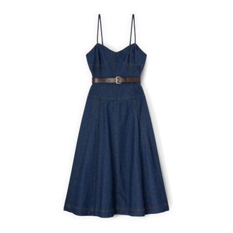 Motivi Midi-Kleid aus Denim mit Herzausschnitt - - Dresses - Damen - Blau - L