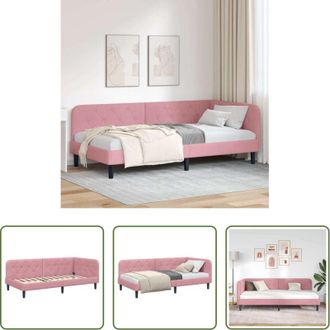 vidaXL vidaXL Sofa-Bett - Eckbettgestell Rosa 100 x 200 cm Samt