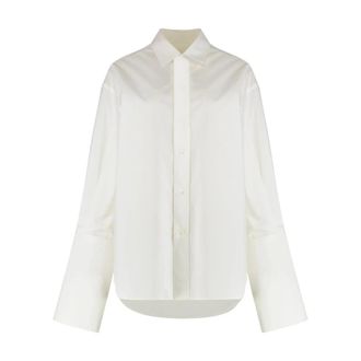 Maison Margiela Hemdkragen aus Baumwollpopeline in Oversized-Passform - - Blouses & Shirts - Damen - Wei&szlig; - M