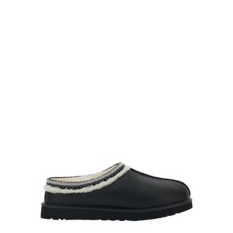 UGG Schwarze Lederschlappen mit gepr&auml;gtem Logo - - Shoes - Herren - Schwarzk - 38 EU