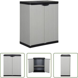 vidaXL Meuble ext&eacute;rieur - Armoire de rangement de jardin 1 &eacute;tag&egrave;re Gris/noir 68x40x85 cm