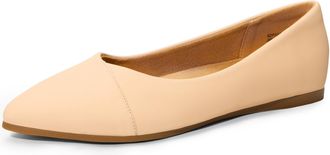 Dream Pairs Damen-Schuhe, l&auml;ssig, spitzer Zehenbereich, Ballett-Komfort, weiche Slip-on-Flachschuhe,Size 41.5,Nackt-Nubuck,SDFA2442W