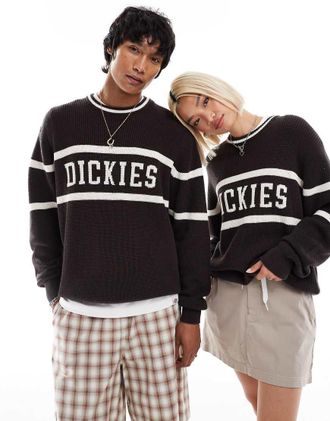 Dickies Exclusivité ASOS - Dickies - Melvern - Sweat en maille - Marron foncé et blanc cassé