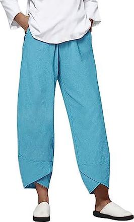 Generic Pantalon d&eacute;contract&eacute; en coton pour femme - Pantalon &agrave; porter au quotidien pour femme, parfait avec un pull, bleu, 3XL