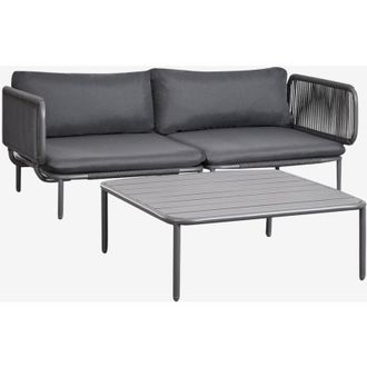 Sklum Sklum - Gartenset mit 2-teiligem Modulsofa mit 2 Ecksesseln und Roubly-Couchtisch Grau Graphit