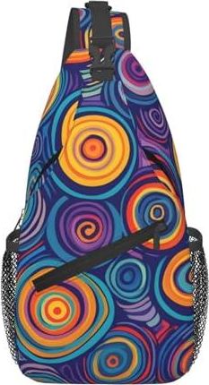 Generic Sacoche Bandouliere Motif &agrave; pois color&eacute; artistique Durable Sac De Poitrine L&eacute;ger Crossbody Bag pour &eacute;cole Cyclisme Randonn&eacute;e