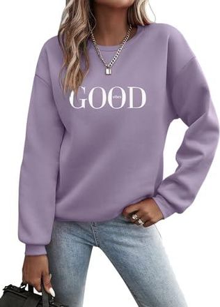 Minetom Pull Femme Sweatshirt Lettres Imprimées Manches Longues Col Rond Pull Automne Hiver Femmes Lettres Imprimé Locker Haut Décontracté Sport Streetwear Sw