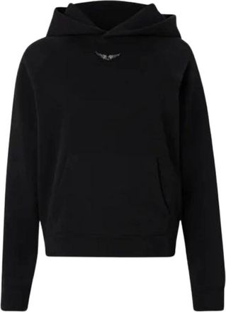 Zadig&Voltaire Femme, Sweatshirts et sweats &agrave; capuche, Noir, Taille: 40 FR Georgy Wings Strass Sweat &agrave; capuche