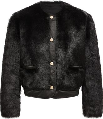 Moncler Moncler Doudoune Courte Majestueux En Shearling, Femme, Noir, Taille: 0
