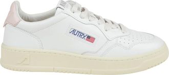 Autry Femme, Chaussures, Blanc, Taille: 36 EU Baskets en cuir blanc avec talon rose