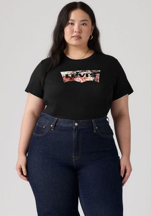 Levi's Plus T-Shirt LEVIS PLUS PL PERFECT TEE, Damen, Gr. XXXL (54/56), mineral schwarz, Jersey, Obermaterial: 100% Baumwolle, figurumspielend normal, Rundhals, S
