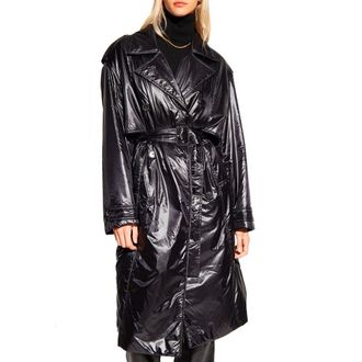 Saint Laurent Womens Black Polyamide Coat Clothing