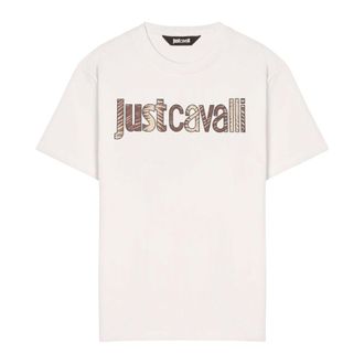Just Cavalli Homme, Tops, Beige, Taille: 2XL T-shirt en coton avec logo