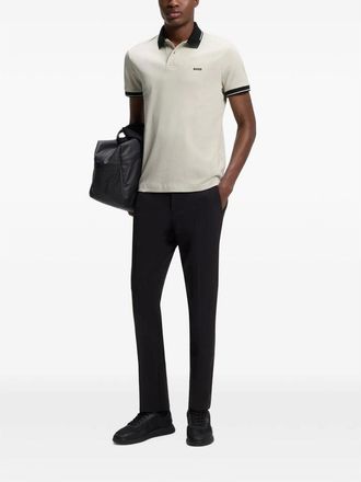 HUGO BOSS Contrast-Trim Cotton Polo Shirt - Beige