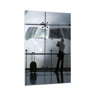 Arttor Bilder auf Glas 70x100cm Glasbild Flugzeug Flughafen Passagiere Gro&szlig; Wanddeko Bild im Glas Schlafzimmer K&uuml;che Deko Wandbilder Dekoration Wohnzimmer Mo