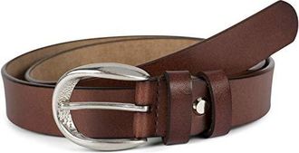 styleBREAKER Ceinture étroite unisexe en cuir véritable Unicolore avec boucle gaufrée, cuir Unicolore, peut être raccourcie 03010115, couleur:Mocca Brown, taille:8