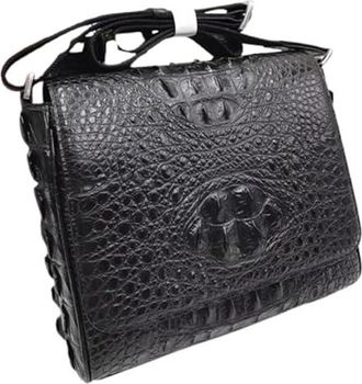 Generic Sac cabas pour femme en cuir de crocodile v&eacute;ritable exotique, sac &agrave; rabat d&eacute;contract&eacute; pour homme en cuir dalligator v&eacute;ritable, sac bandouli&egrave;re simple 