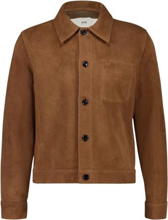 Ami Homme, Vestes, Brun, Taille: XL Leather Vestes