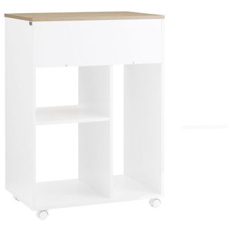 SoBuy SoBuy ASK10-WN Schreibtischkasten mit Rollen, Druckerst&auml;nder mit Rollen, Schreibtischorganisator, Schreibtischregal, Schubladenkasten - 63x42x88 cm