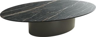 DELIFE Wohnzimmertisch Casilda Keramik LaminamNoir Desir Braun 150x90 cm Mittelfu&szlig; Effektfinish Titan