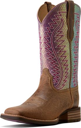 Ariat Womens Monte Vista Wide Square Toe Western Boots in Autumn Tan Lavender Glow Snake Print, B Medium Width, Size 42.5, by Ariat