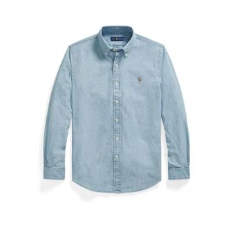 Ralph Lauren Homme, Chemises, Bleu, Taille: L Chemise Chambray Coupe Personnalis&eacute;e