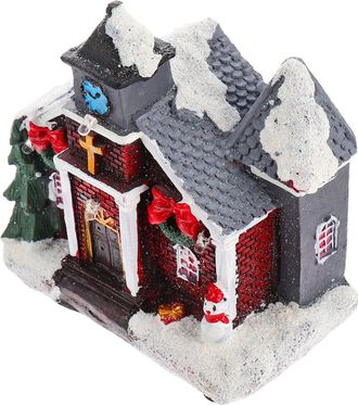 Hemobllo Luminöse Mini Chalet Weihnachtsdeko aus Hochwertigem Resin Festliche Tisch und Fensterdekoration für Party und Weihnachtsfest