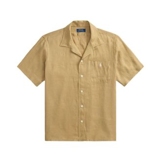 Polo Ralph Lauren Homme, Chemises, Beige, Taille: XL Classic Fit Linen Camp Shirt