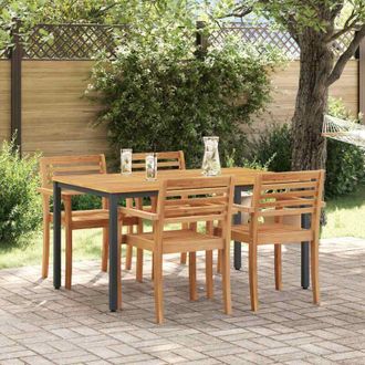 vidaXL Vidaxl - Tables de jardin Naturel et noir 150 x 90 x 75 cm