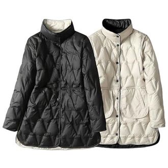 Generic Doudoune matelass&eacute;e surdimensionn&eacute;e l&eacute;g&egrave;re &agrave; manches longues avec poches pour femme, Noir, 3XL