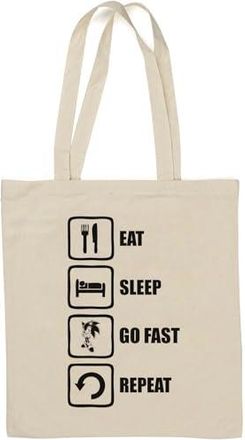 Generic Eat Sleep Go Fast Repeat Sac fourre-tout en coton naturel Blanc